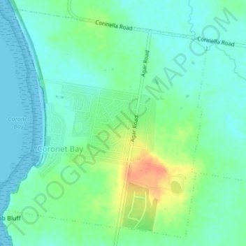 Coronet Bay topographic map, elevation, terrain