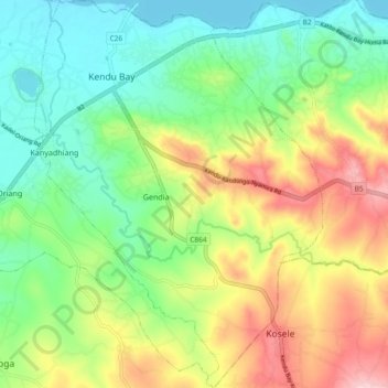 Kendu Bay Town ward topographic map, elevation, terrain
