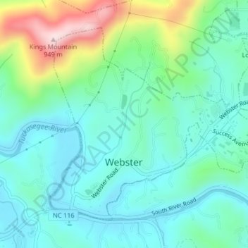 Webster topographic map, elevation, terrain