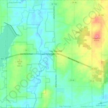 Troy Township topographic map, elevation, terrain