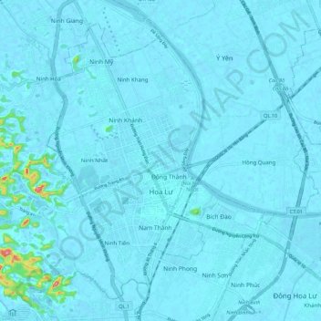 Hoa Lu Ward topographic map, elevation, terrain