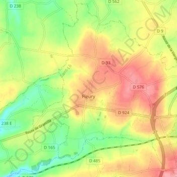 Fleury topographic map, elevation, terrain
