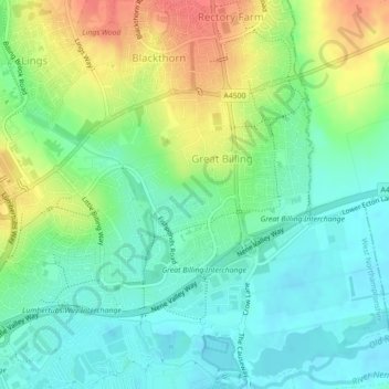Billing topographic map, elevation, terrain