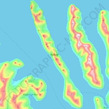 Kalsoy topographic map, elevation, terrain