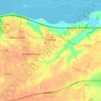 Bradfield topographic map, elevation, terrain