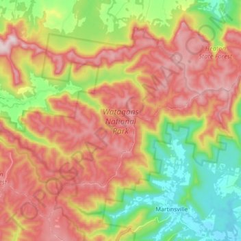 Watagans National Park topographic map, elevation, terrain