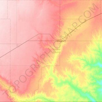Meade County topographic map, elevation, terrain