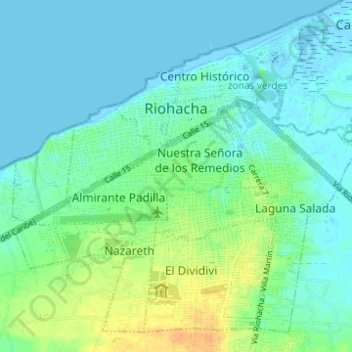 Riohacha topographic map, elevation, terrain