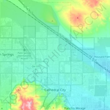 Cathedral City topographic map, elevation, terrain