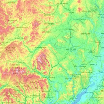 River Wye topographic map, elevation, terrain