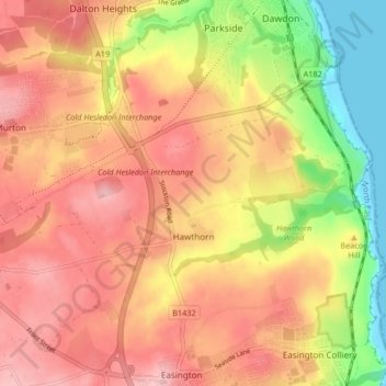 Hawthorn topographic map, elevation, terrain