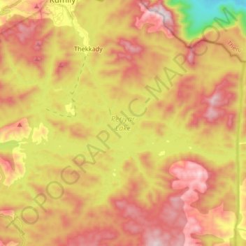Periyar Lake topographic map, elevation, terrain