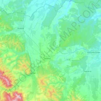 Dolyna Urban Hromada topographic map, elevation, terrain