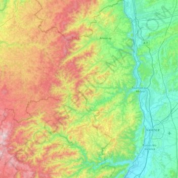 Tournon-sur-Rhône topographic map, elevation, terrain