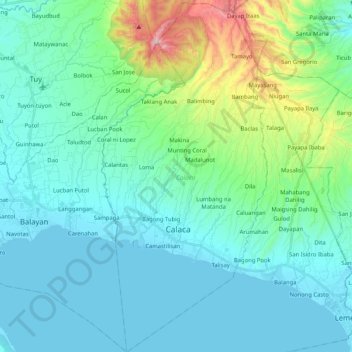 Calaca topographic map, elevation, terrain