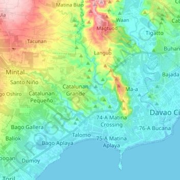 Talomo District topographic map, elevation, terrain