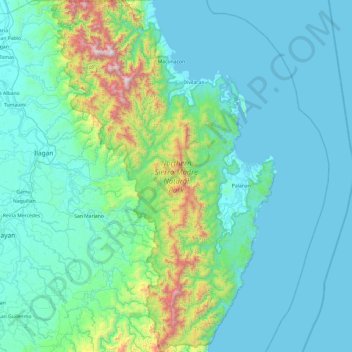 Northern Sierra Madre Natural Park topographic map, elevation, terrain