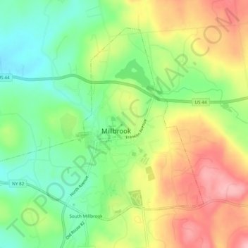 Village of Millbrook topographic map, elevation, terrain