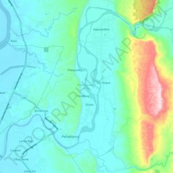 Pinancauanan River topographic map, elevation, terrain