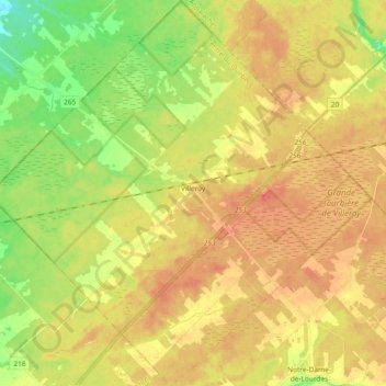 Villeroy topographic map, elevation, terrain