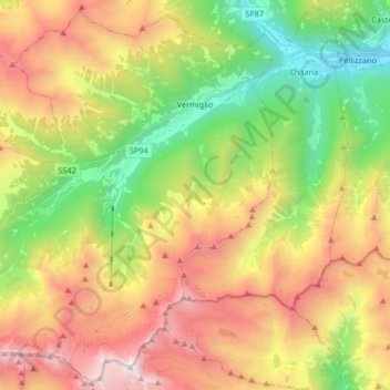 Vermiglio topographic map, elevation, terrain