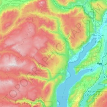 Area B (Westside/Swan Lake/Kalamalka Lake) topographic map, elevation ...