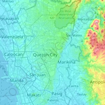 Eastern Manila District topographic map, elevation, terrain