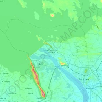 Hirakud Dam topographic map, elevation, terrain