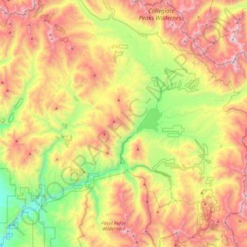 Taylor River topographic map, elevation, terrain