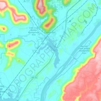 Stevenson topographic map, elevation, terrain