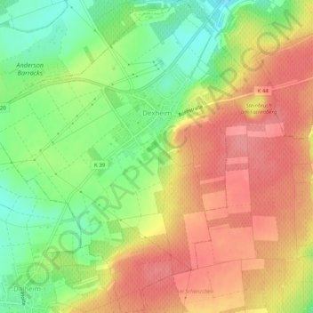 Dexheim topographic map, elevation, terrain