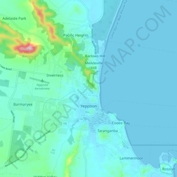 Yeppoon topographic map, elevation, terrain