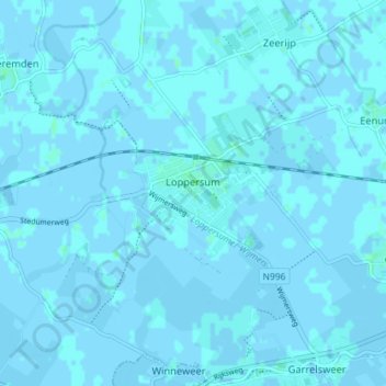 Loppersum topographic map, elevation, terrain