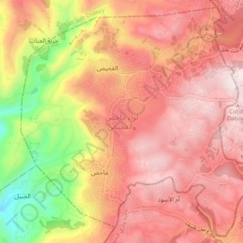 Mahes and Fuhais Sub-District topographic map, elevation, terrain