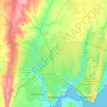 Matola topographic map, elevation, terrain
