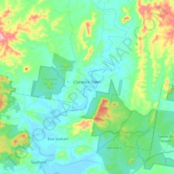 Clarence Town topographic map, elevation, terrain