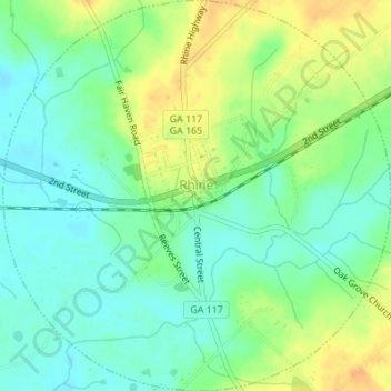 Rhine topographic map, elevation, terrain