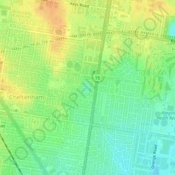 Melbourne Water Retarding Basin topographic map, elevation, terrain
