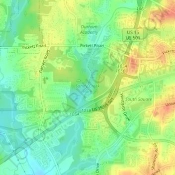Sandy Creek Park topographic map, elevation, terrain