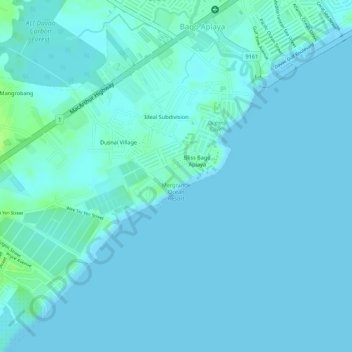 Mergrande Ocean Resort topographic map, elevation, terrain