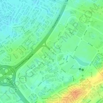 Silicon Oasis Park topographic map, elevation, terrain