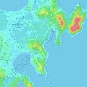 Praia da Foca topographic map, elevation, terrain