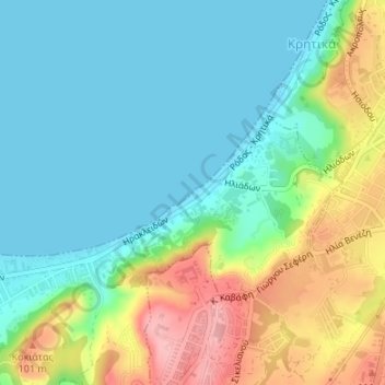 Ixia Beach topographic map, elevation, terrain
