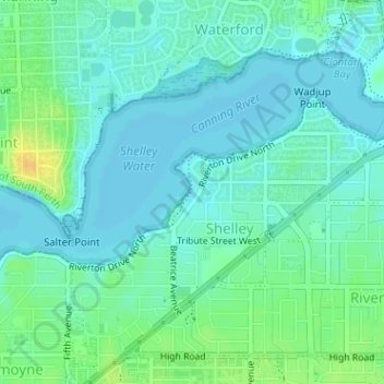 Shelley Foreshore Reserve topographic map, elevation, terrain