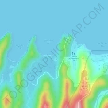 Paniman Beach topographic map, elevation, terrain