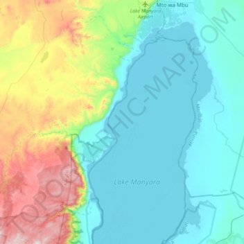 Lake Manyara National Park topographic map, elevation, terrain
