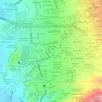 Mapa del Perú topographic map, elevation, terrain