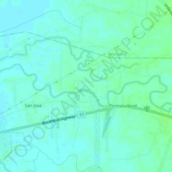 Sinocalan River topographic map, elevation, terrain