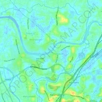 Periyar River topographic map, elevation, terrain