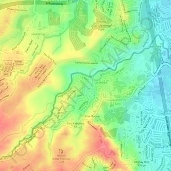 Tunasan River topographic map, elevation, terrain